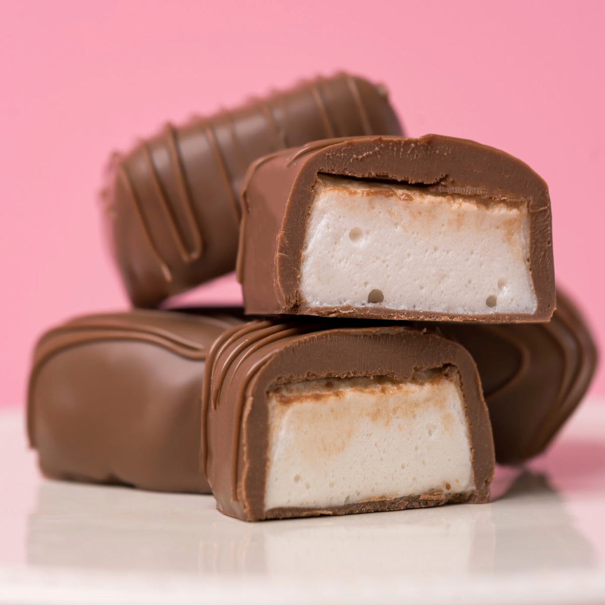 Milk Chocolate Drizzled Marshmallows – Nibbles & Bits